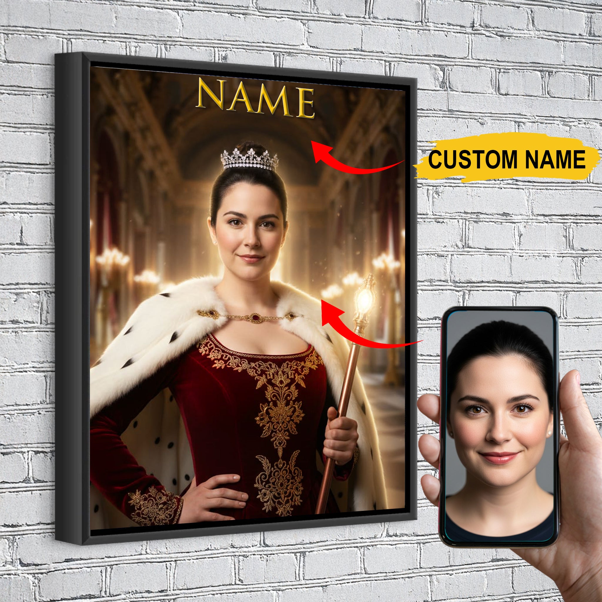 The Ruby Queen – Custom Royal Portrait Canvas Gift For You or Your Bel ...
